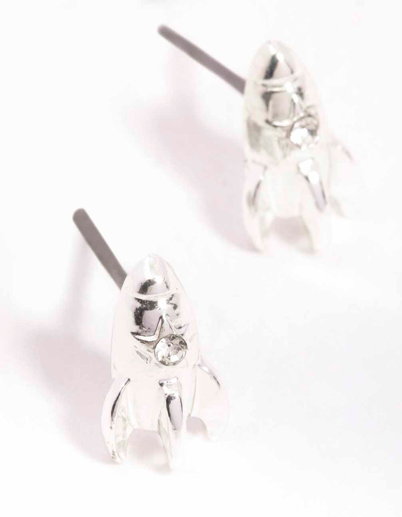 Silver Rocket Ship Stud Earrings - Lovisa