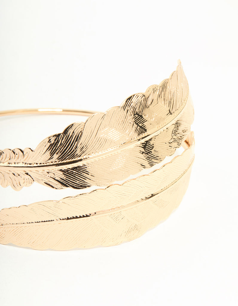 Gold Double Feather Arm Cuff - Lovisa