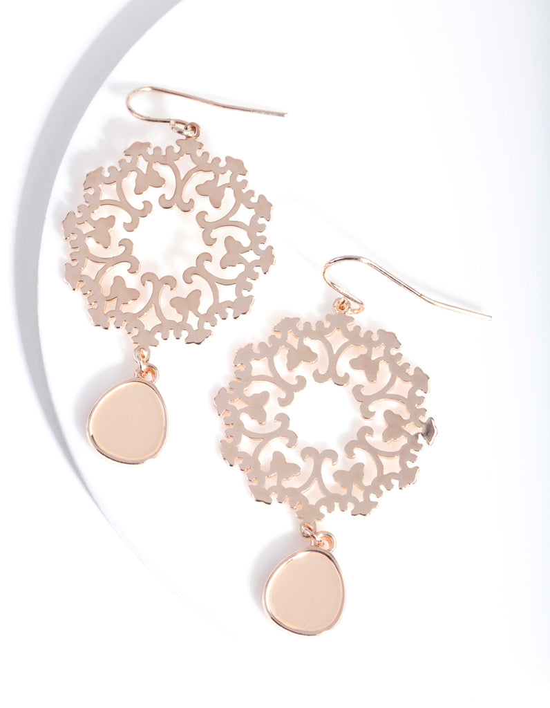 Rose Gold Filigree Teardrop Earrings - Lovisa