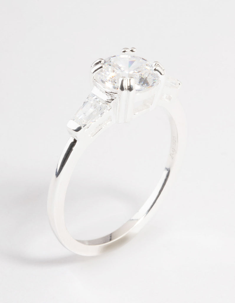 Sterling Silver Taper Engagement Ring - Lovisa