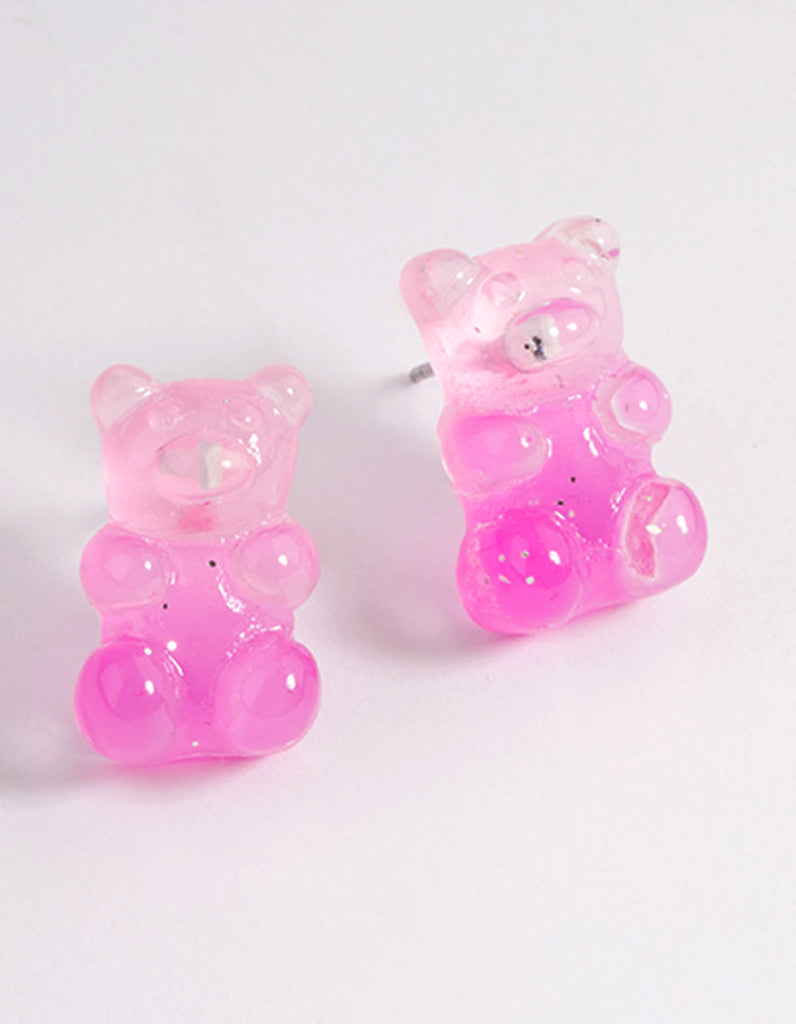 Pink Ombre Teddy Stud Earrings - Lovisa