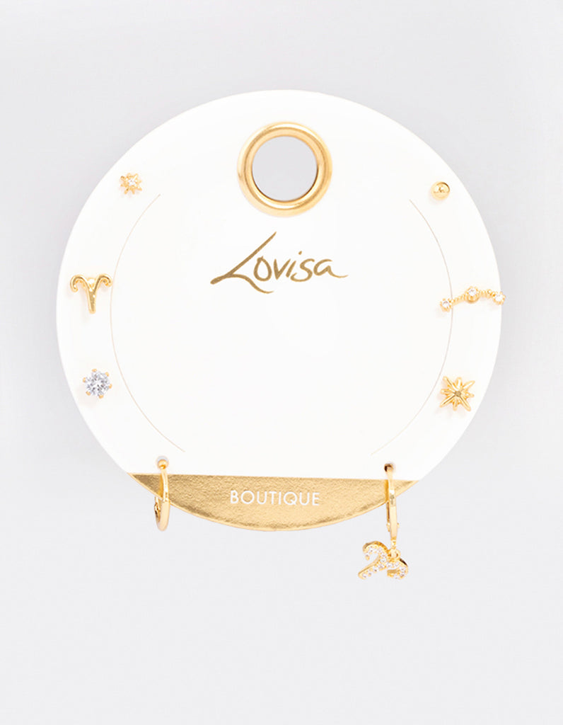 Gold Plated Aries Star Sign Ear Stackers - Lovisa