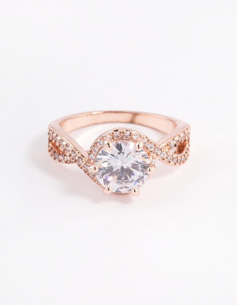 Rose Gold Round Infinity Halo Ring - Lovisa
