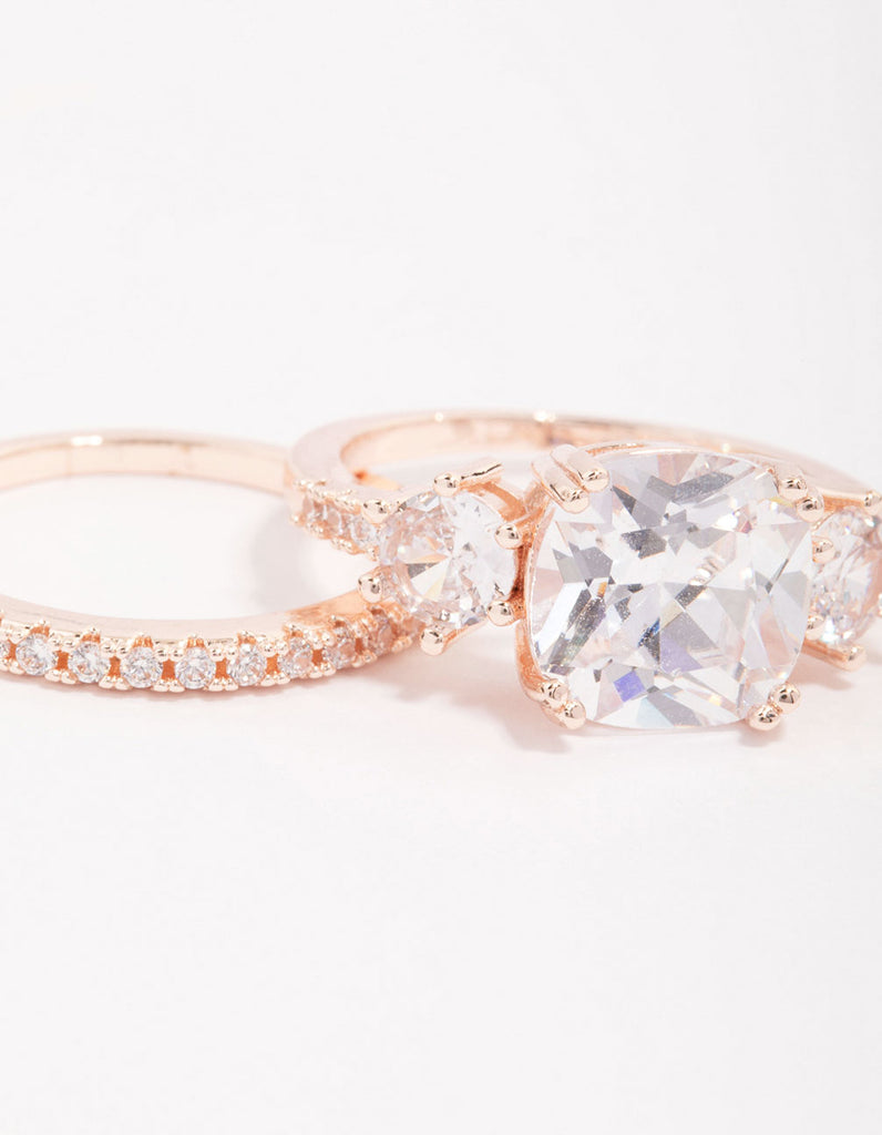 Rose Gold Triple Stone Ring Set - Lovisa