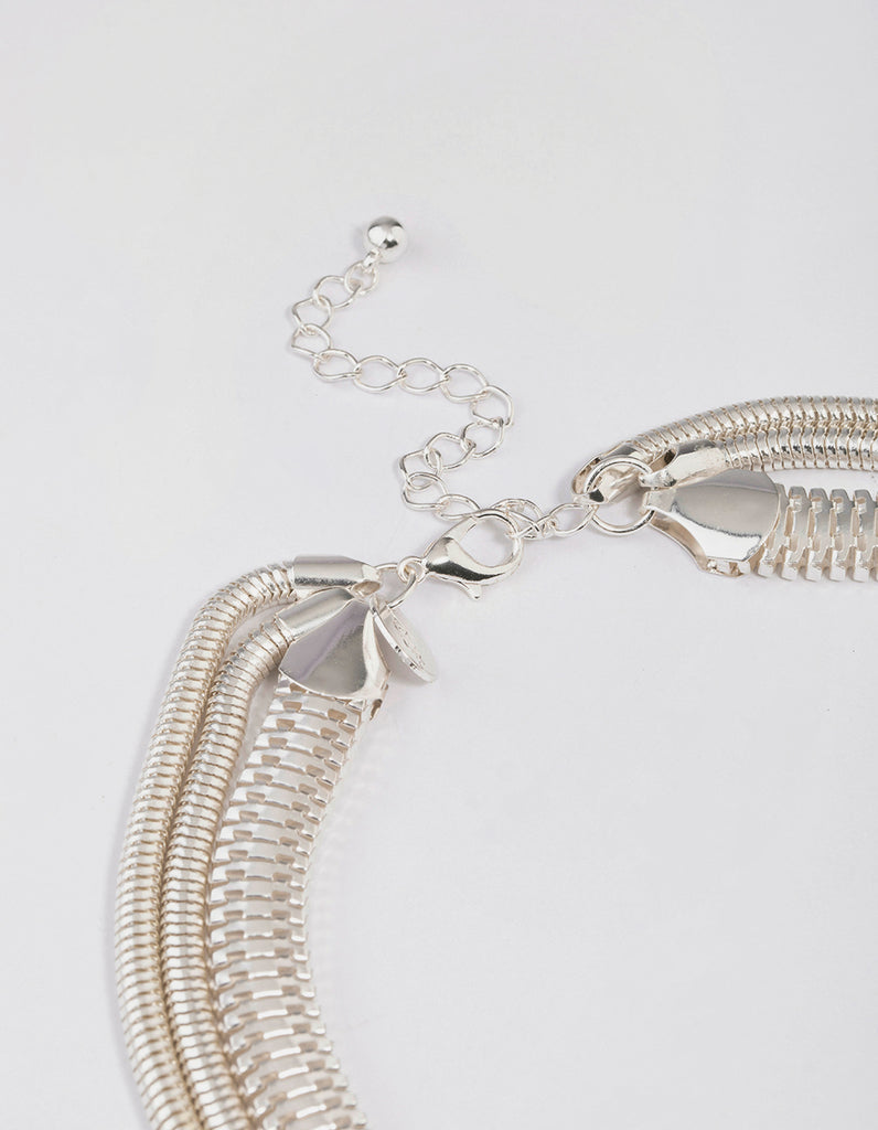 Silver Multi-Row Thick Snake Chain Necklace - Lovisa