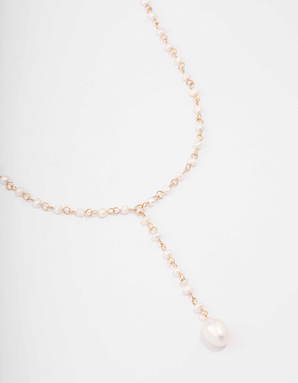Gold Plated Large Pearl Y-Shaped Pendant Necklace - Lovisa