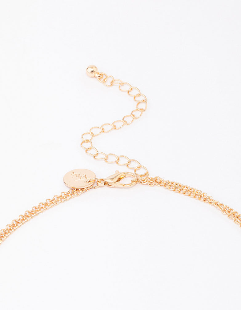 Gold Double Chain Circle Pendant Layered Necklace - Lovisa