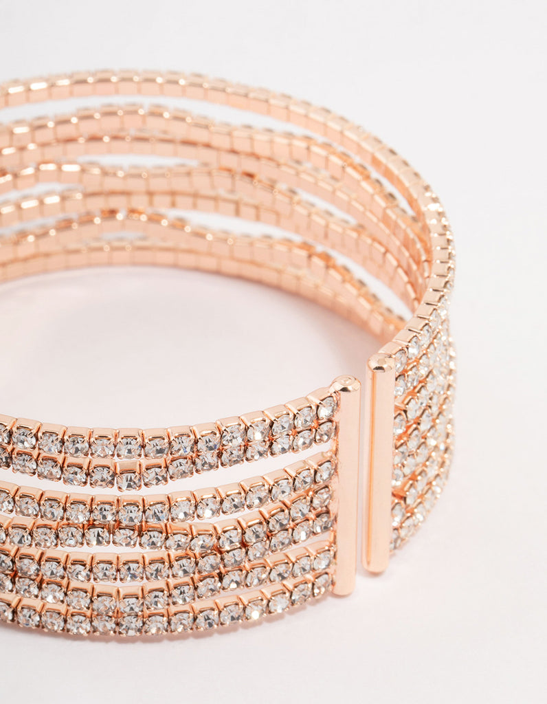 Rose Gold Diamante Wave Wrist Cuff - Lovisa