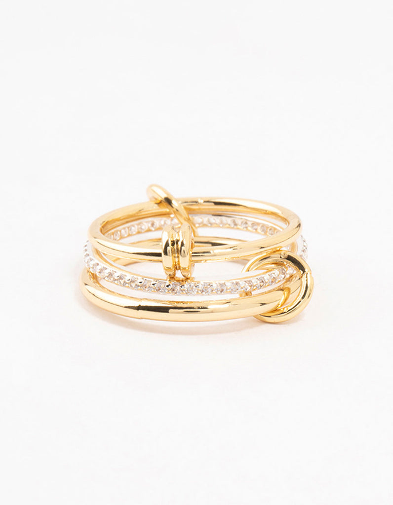 Gold & Silver Plated Diamante Rondell Stacked Ring - Lovisa
