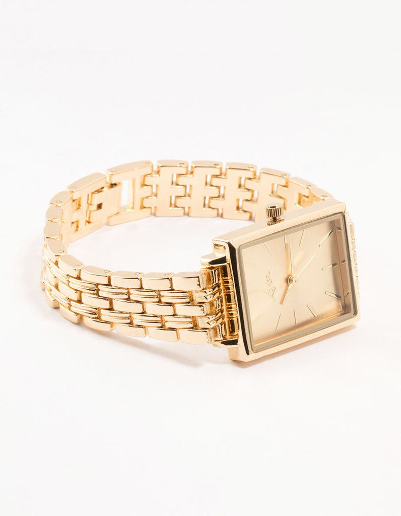 Gold Rectangle Watch - Lovisa