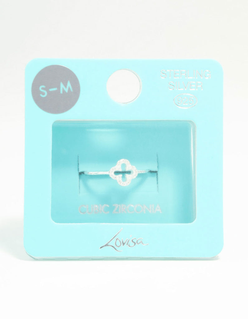 Sterling Silver Cubic Zirconia Flower Ring - Lovisa