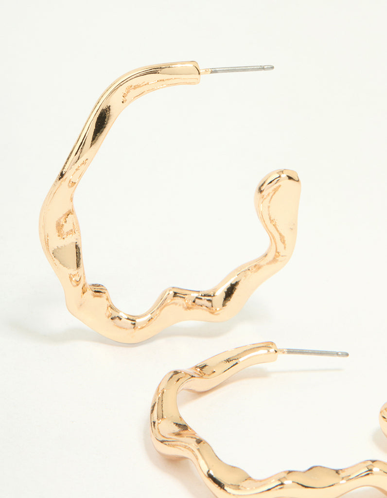Gold Graduating Wavy Hoop Earrings 3-Pack - Lovisa