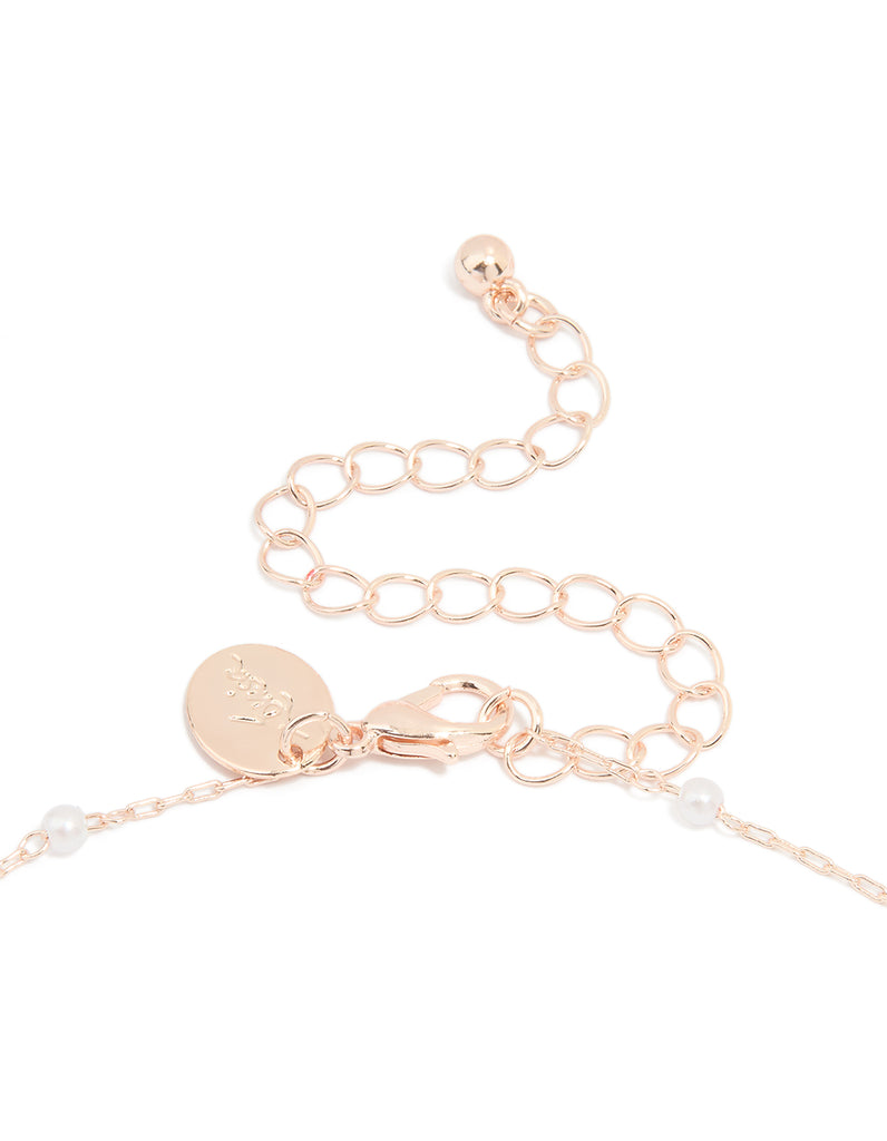 Rose Gold Pearl Fine Station Necklace - Lovisa