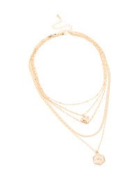 Gold Heart & Compass Layered Necklace - Lovisa
